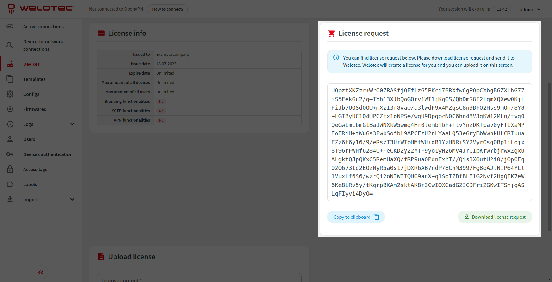 Status and license — VPN Security Suite